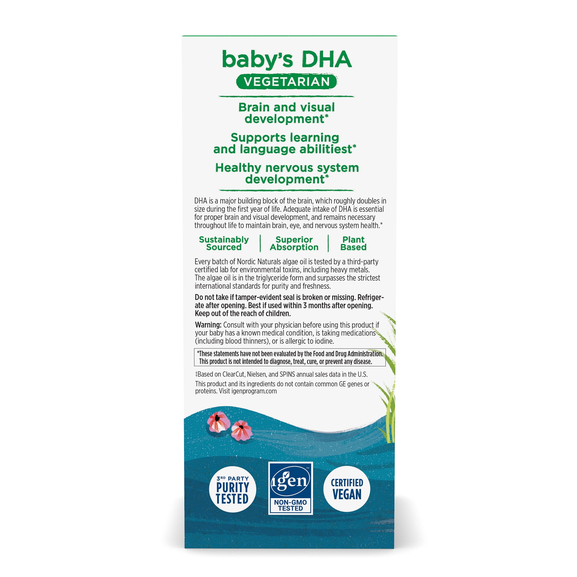 Nordic Naturals Baby’s DHA Vegetarian, 1050 mg Plant-Based Omega-3 for ...