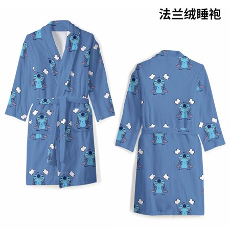 Disney Stitch Bathrobe Fashion Women's Bathrobe Cartoon Homewear Warm ...