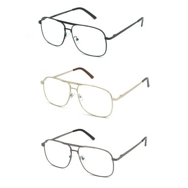 EYE ZOOM 3 Pack Metal Frame Aviator Style Reading Glasses with Spring ...