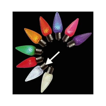 Pack of 4 Faceted Transparent Pink LED C9 Christmas Replacement Bulbs ...