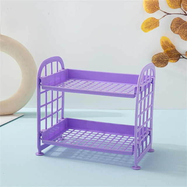 Mini Double Layer Storage Rack Folding Household Bathroom Storage Shelf ...