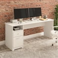 Pemberly Row 72W Computer Desk with Drawers in White - Engineered Wood ...
