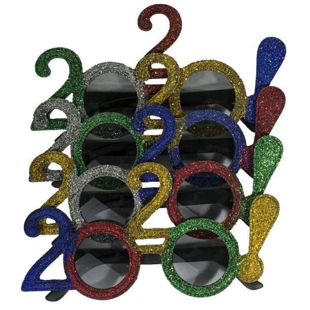 4 Pack Of 2020 New Years Eve Party Glasses (Multi Glitter!) - Walmart ...