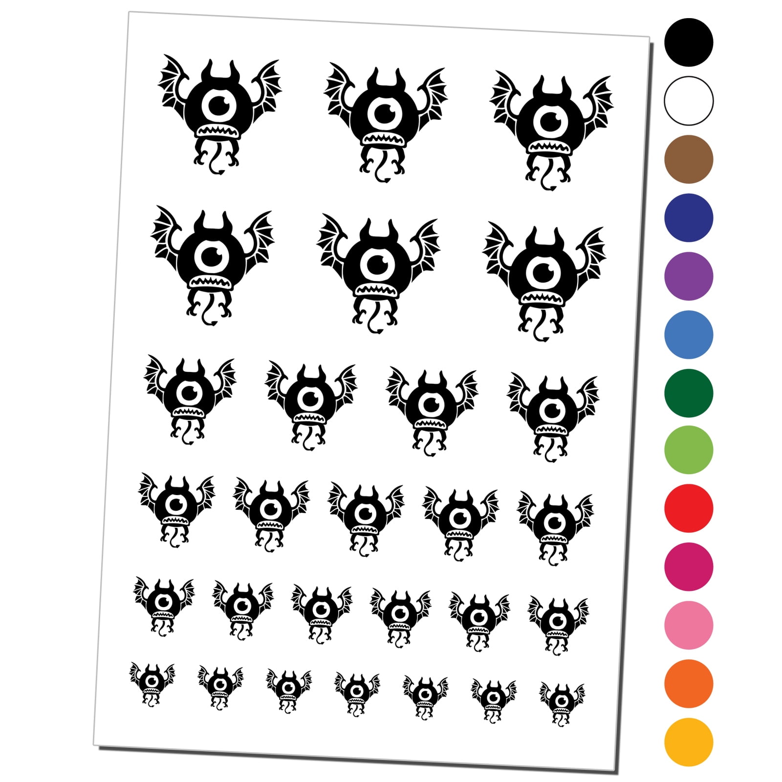 One Eyed Monster Demon with Bat Wings Water Resistant Temporary Tattoo ...