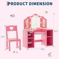 Vanity Set with Chair and Touch Light, Princess Vanity Table with Tri ...