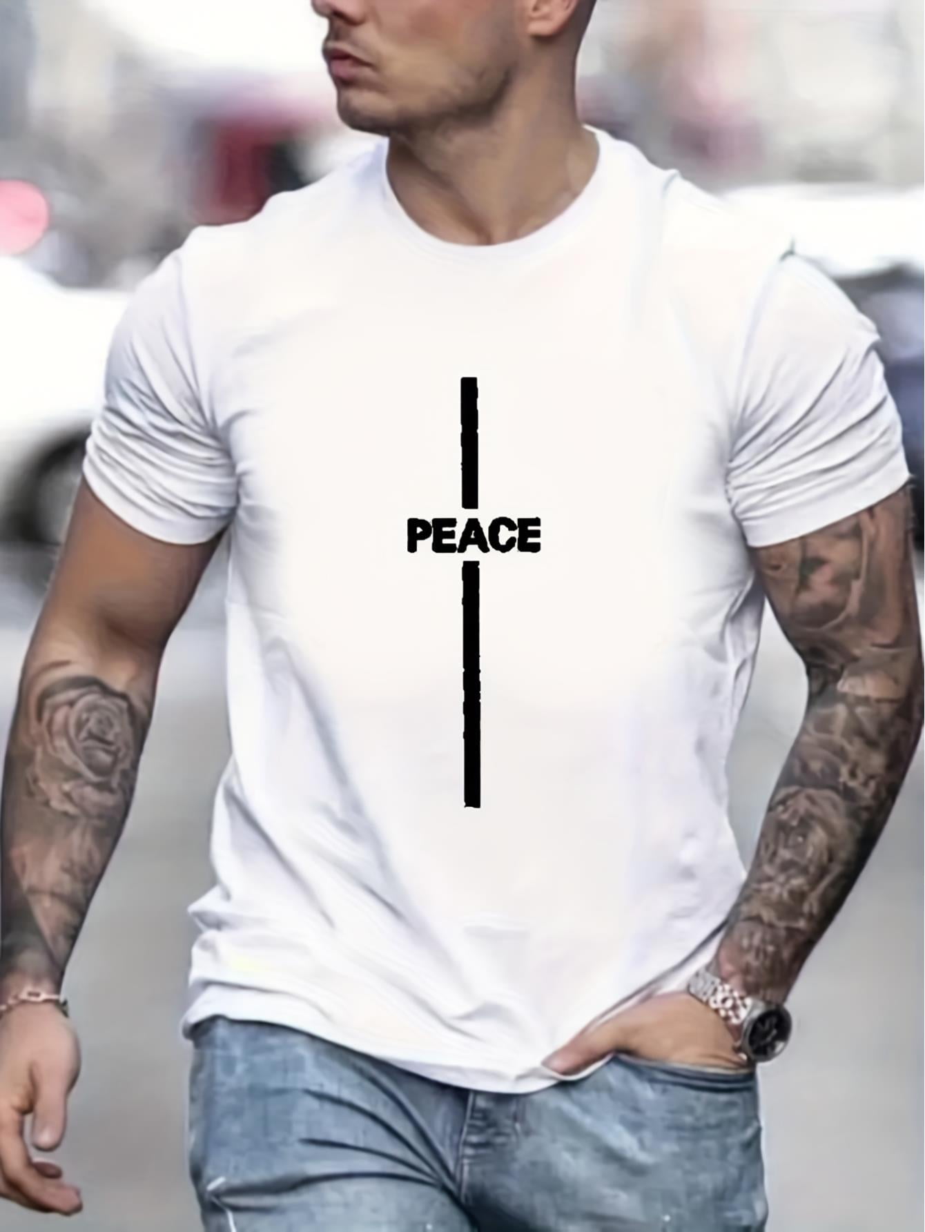 Camiseta creativa con estampado gráfico de letras para hombre, informal ...