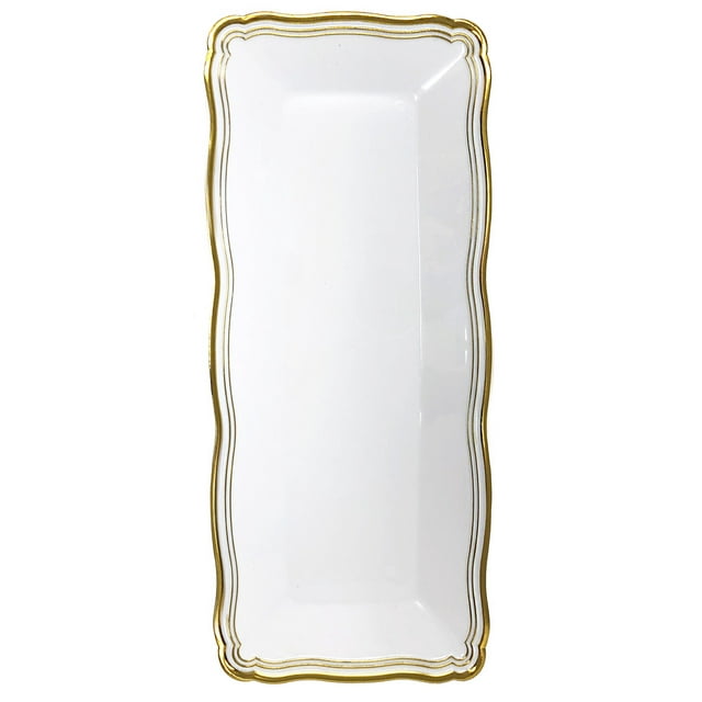 Aristocrat Collection White w/ Gold Rim Rectangular Narrow Trays 2ct ...