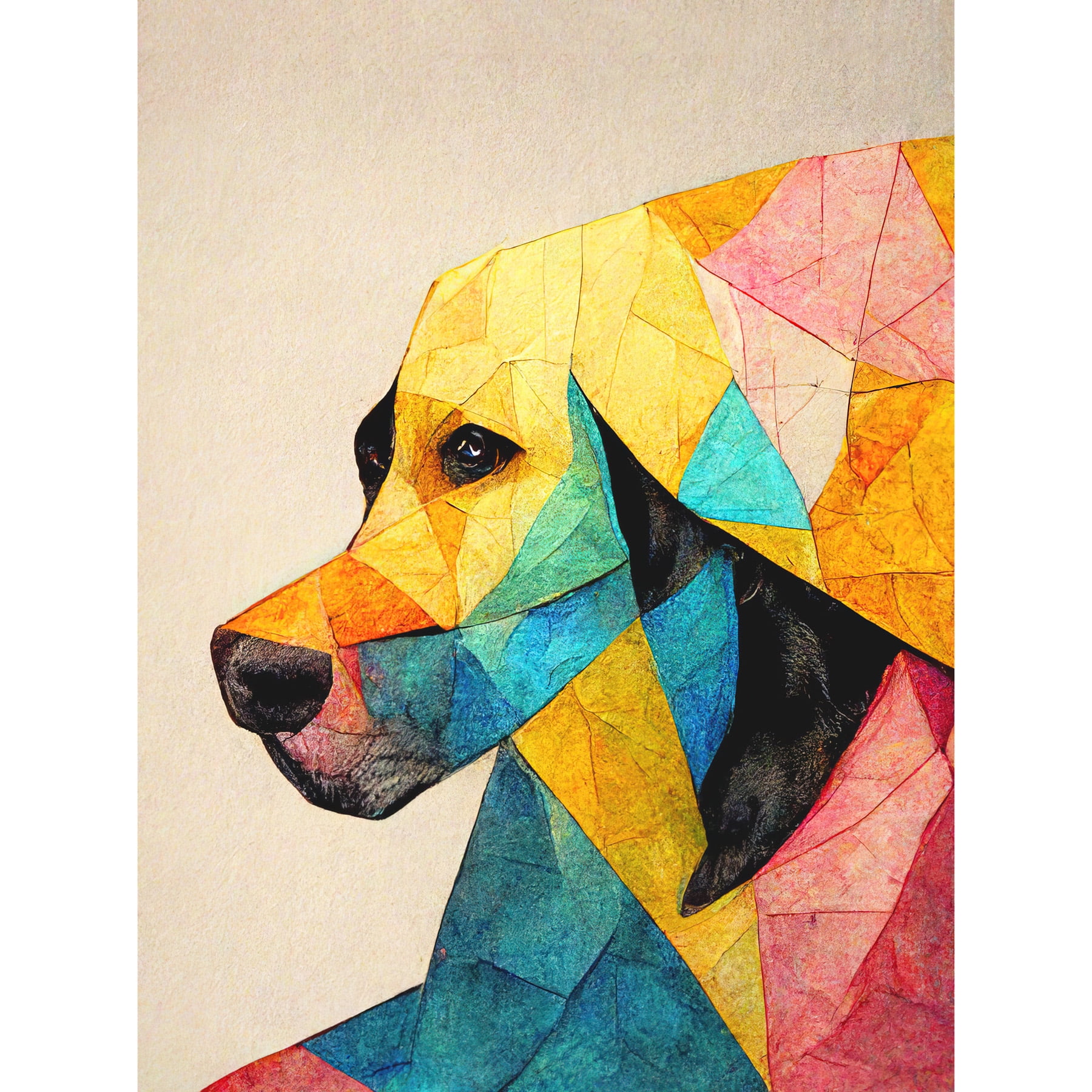 Labrador Polygon Dog Abstract Geometric Paper Decoupage Unframed Wall ...