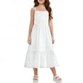 Dresses for Girls Solid Color Sleeveless Straps Long Dress with Lace ...