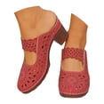 Bibifish Womens Block Heel Mule Slide Sandals Retro Floral Perforated ...