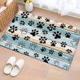 Blue Beige Paw Print Entryway Rug 2x3ft Washable Non Slip Bathroom Rug ...