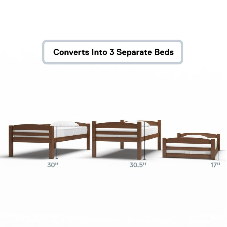 Better Homes Gardens Tristan Kids Convertible Triple Bunk Bed Twin Over Twin Over Twin Mocha Walmart