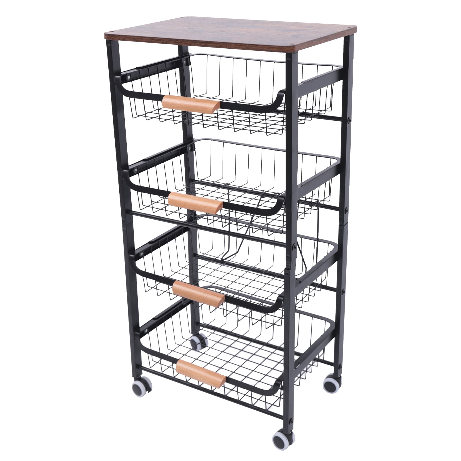 Loyalheartdy 5 Tier Kitchen Storage Rack, Metal Wire Fruit Storage Cart ...