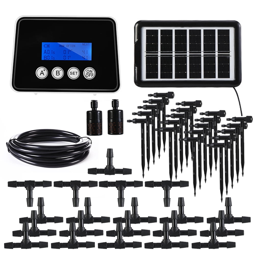 Solar-Powered Adjustable Drip Irrigation System with Timer for Gardens ...