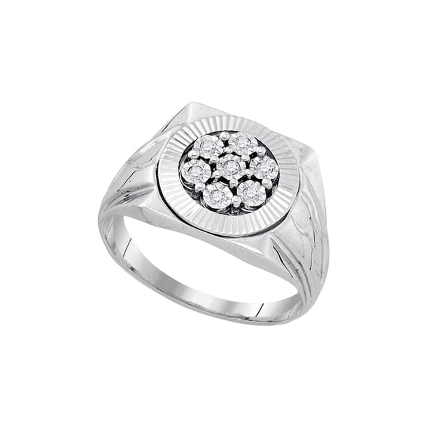 Shirin Diamond Jewelry - Sterling Silver Mens Round Diamond Flower ...