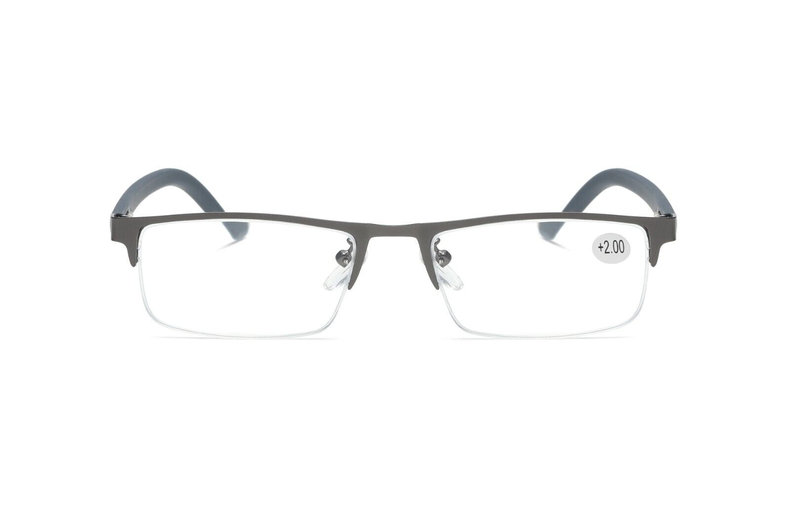1 PK Men's Blue Light Blocking Reading Glasses - Rectangular Metal Half ...