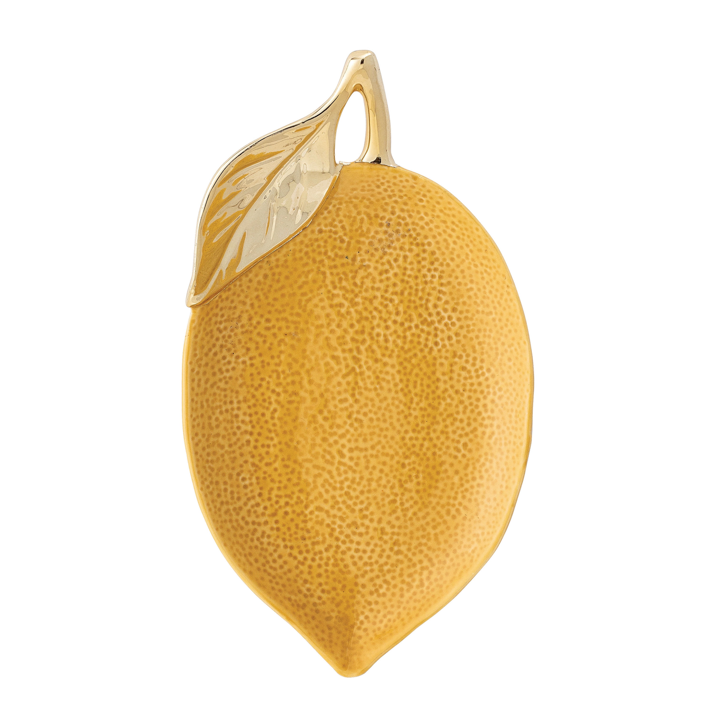 bloomingville-yellow-stoneware-lemon-shaped-dish-with-gold