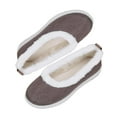 Coffee Women Flat Round Toe Shoes With Furry Lining For Everyday Winter ...