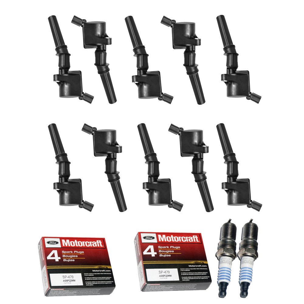 Set of 10 ISA Ignition Coil & Motorcraft Spark Plugs Compatible with ...