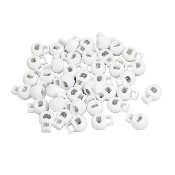 40 x Clear White 7mm Dia Single Hole Plastic Round Head Spring Cord ...