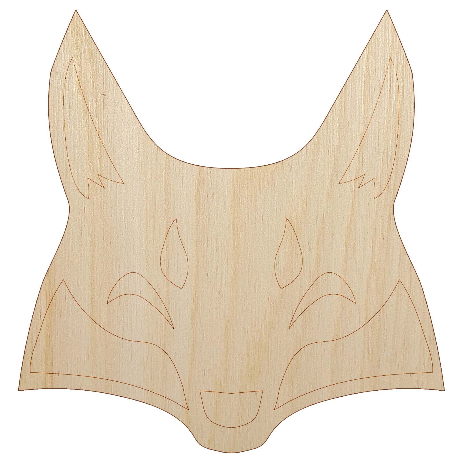 Mischievous Fox Face Wood Shape Unfinished Piece Cutout Craft DIY ...