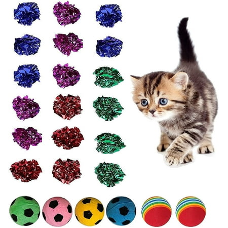 24 Pack Cat Crinkle Balls Foam Balls Cats Soccer Balls Cats Toys ...