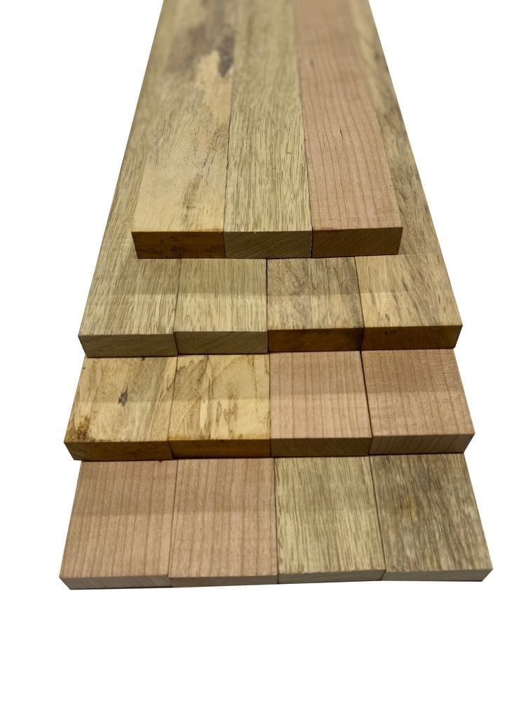 Lumber Board Combo 3/4" x 2" (15 Piece) - Cherry, White Limba, Spalted ...