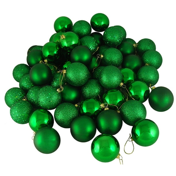 32ct Xmas Green Shatterproof 4-Finish Christmas Ball Ornaments 3.25 ...