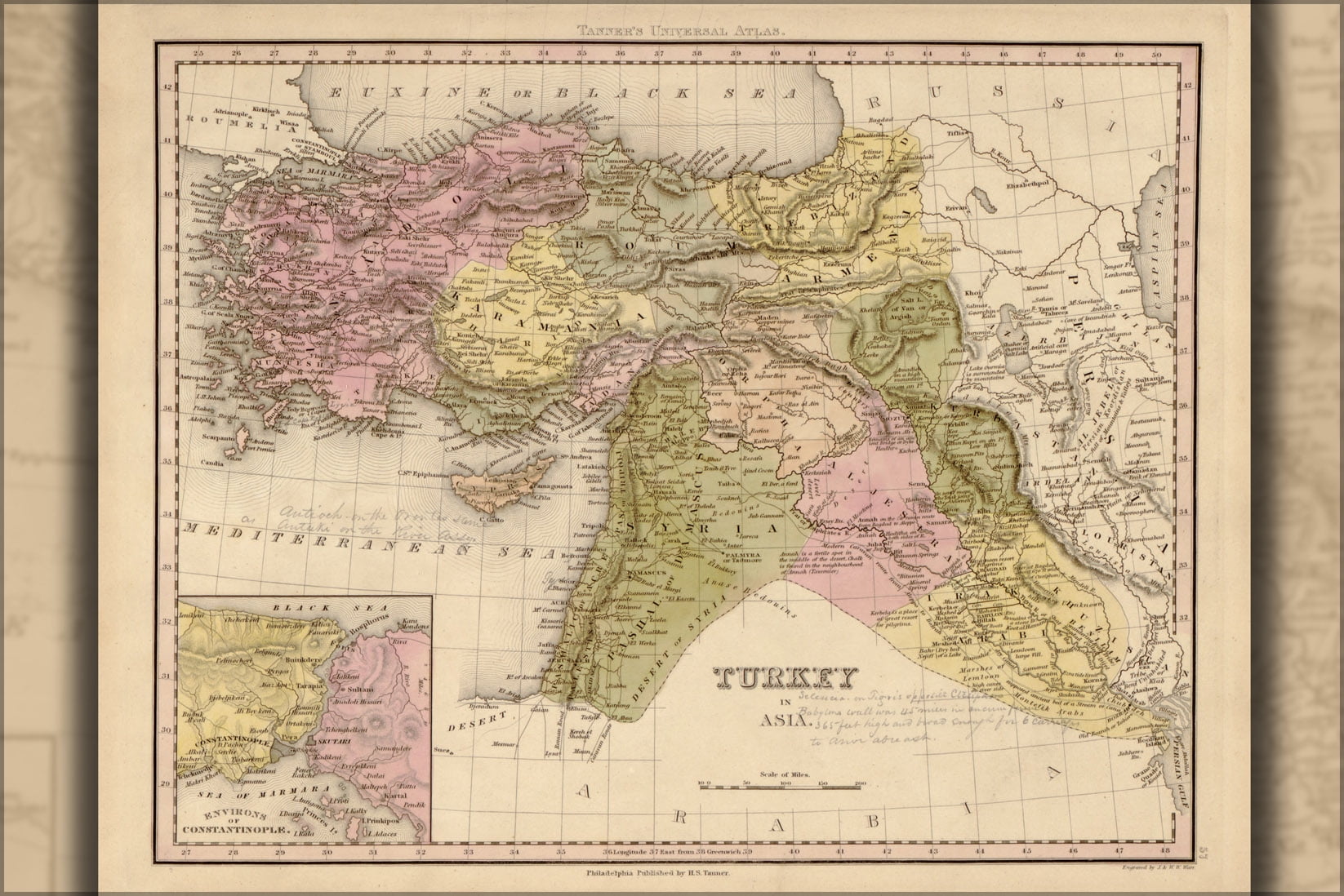 24"x36" Gallery Poster, map of Turkey 1844 p2 - Walmart.com