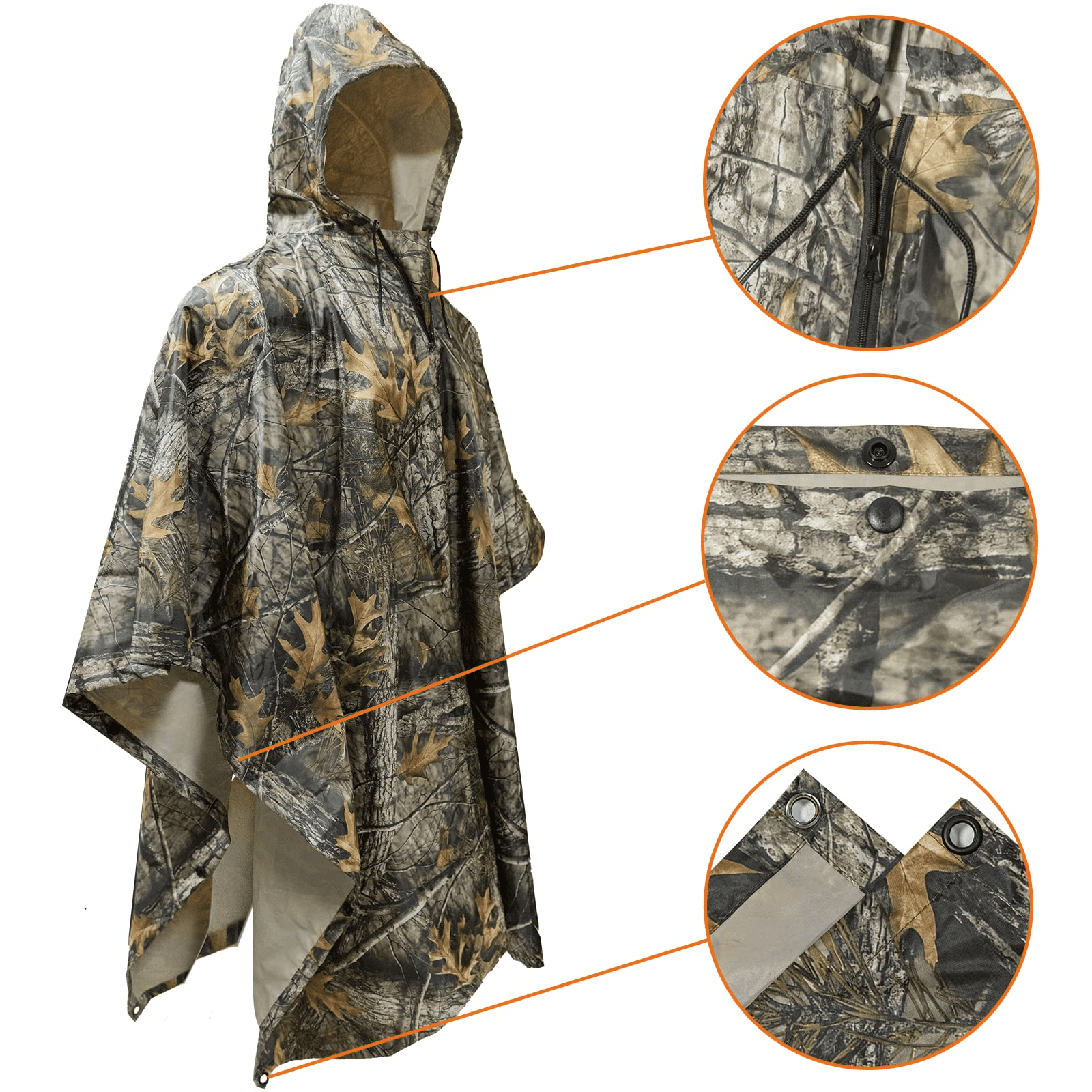 Rain Poncho, Waterproof Camouflage Rain Coat Outdoor Camo Shelter ...