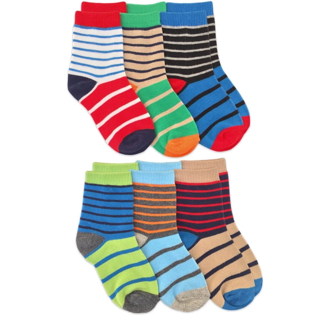 Jefferies Socks Boys Socks, 6 Pack Colorful Stripe Cotton Crew Socks ...