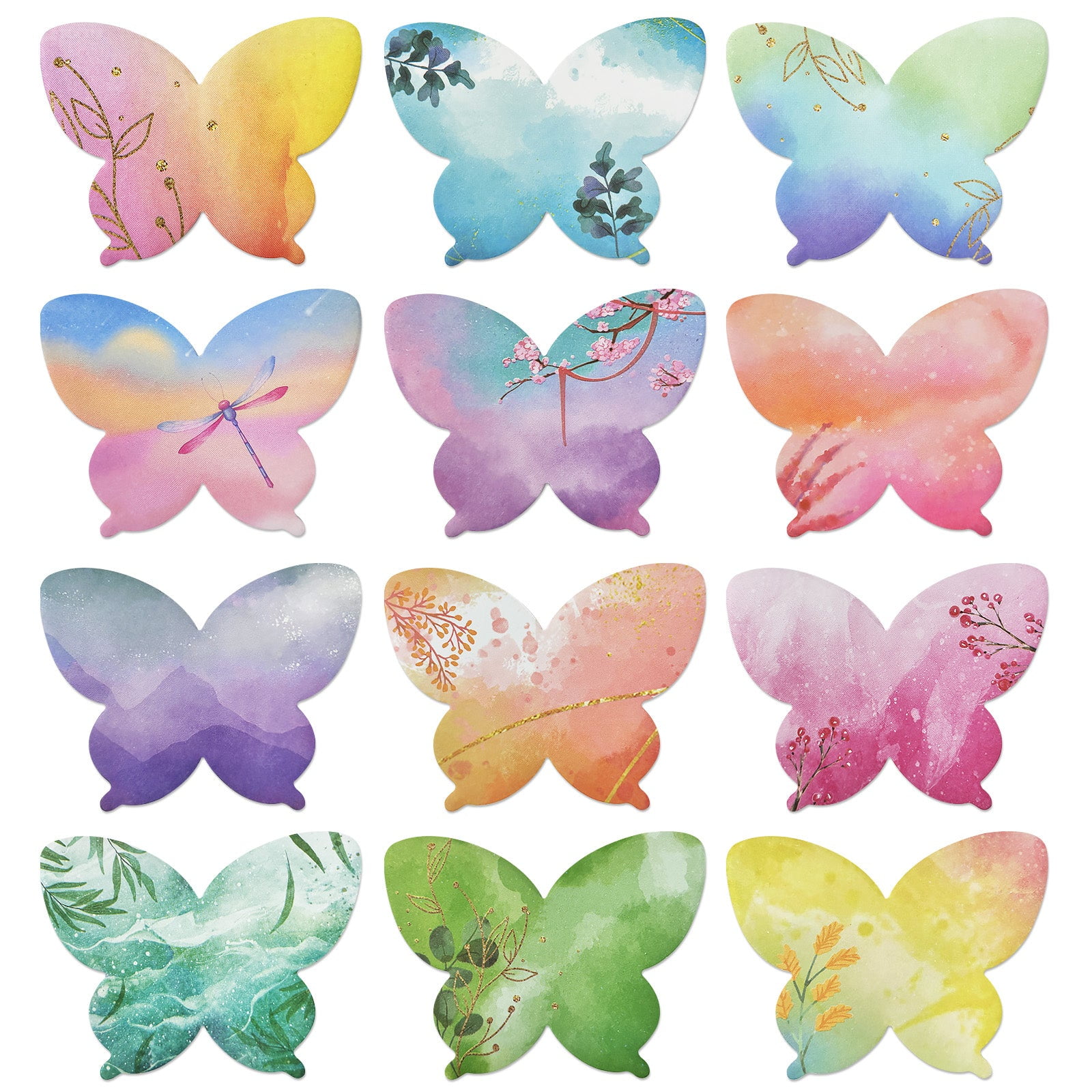 Wrapables Colorful Ethereal Butterfly Sticky Notes (Set of 12 ...