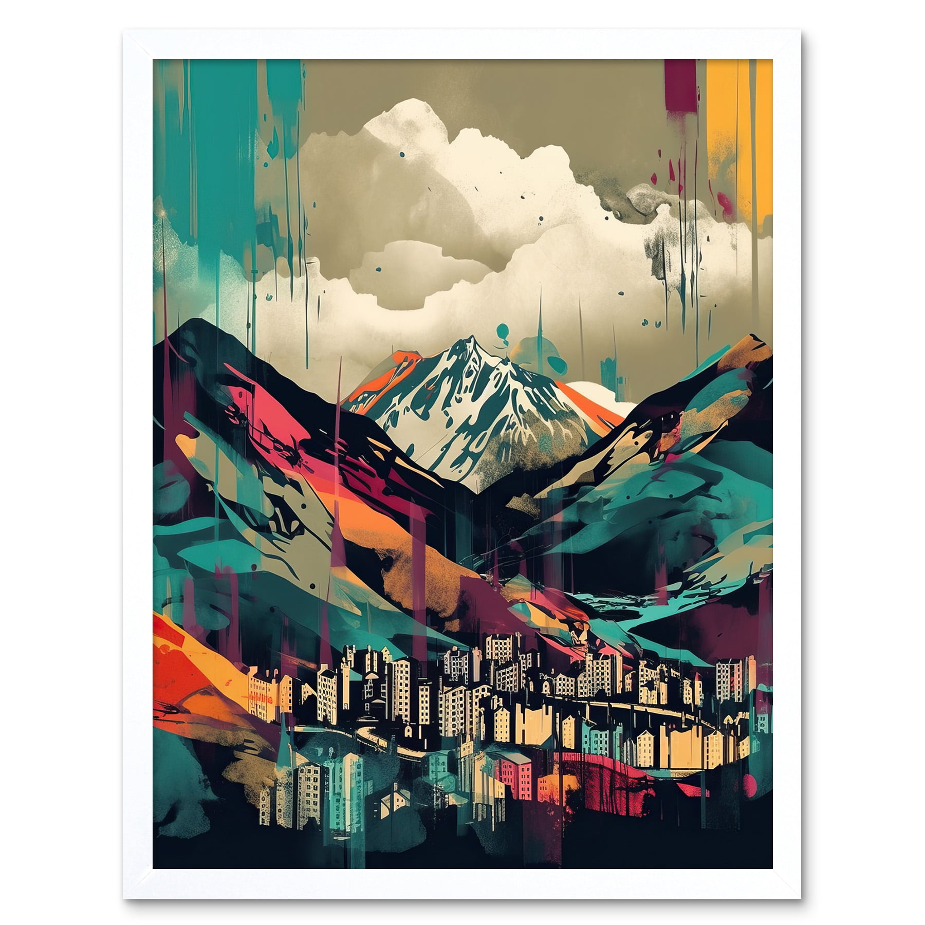 Ben Nevis and Fort William Modern Bold Landscape Art Print Framed ...