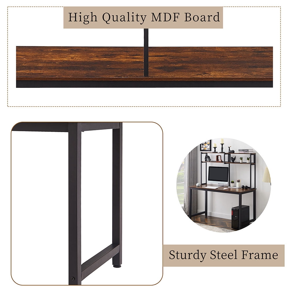 Buy Home Office 52 Inches Computer Desk with Hutch and Shelves,Space ...