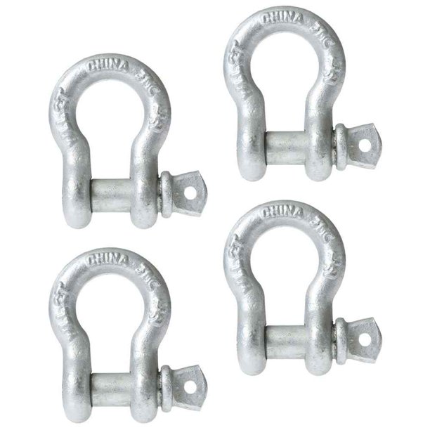 5/8" Galvanized Screw Pin Anchor Shackle - 3.25 Ton - 4 Pack - Walmart ...