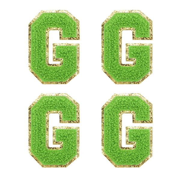 4uds Chenille Letra Parches Termoadhesivos Letra Parches Verde G ...