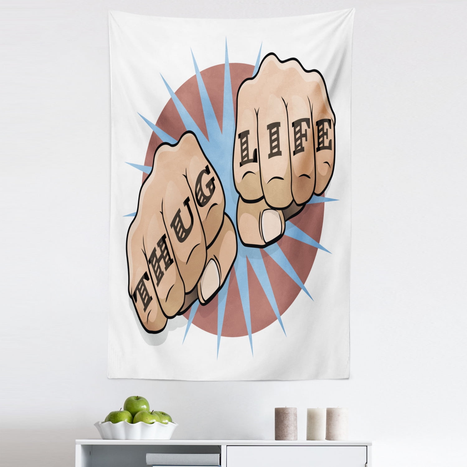 Thug Life Tapestry, Vintage Pop Art Punching Fists Comic Book ...