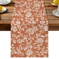 Burnt Orange Flower Dining Table Runner, Pastoral White Plant Petal ...