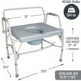 DMI 500 lb Capacity Portable Drop-Arm Bedside Commode, Adjustable Extra-Wide Seat, Bucket and ...