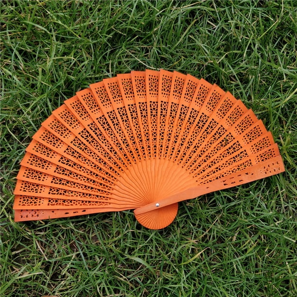 Perfume Wedding Hand Fragrant Party Carved Folding Fan Wooden | Walmart ...