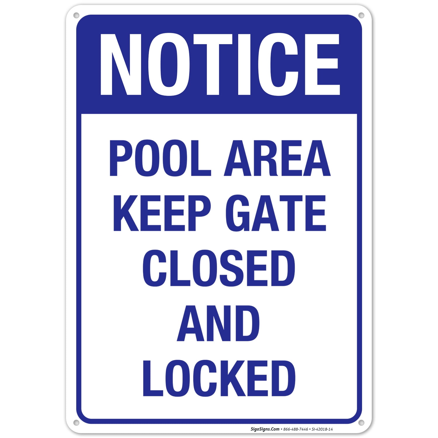 Pool Area Sign, Keep Gate Closed and Locked Sign, Pool Sign, - Walmart.com