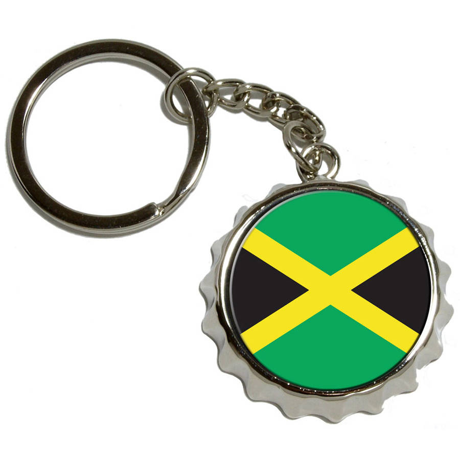 Jamaica Jamaican Flag, Nickel Plated Metal Popcap Bottle Opener ...