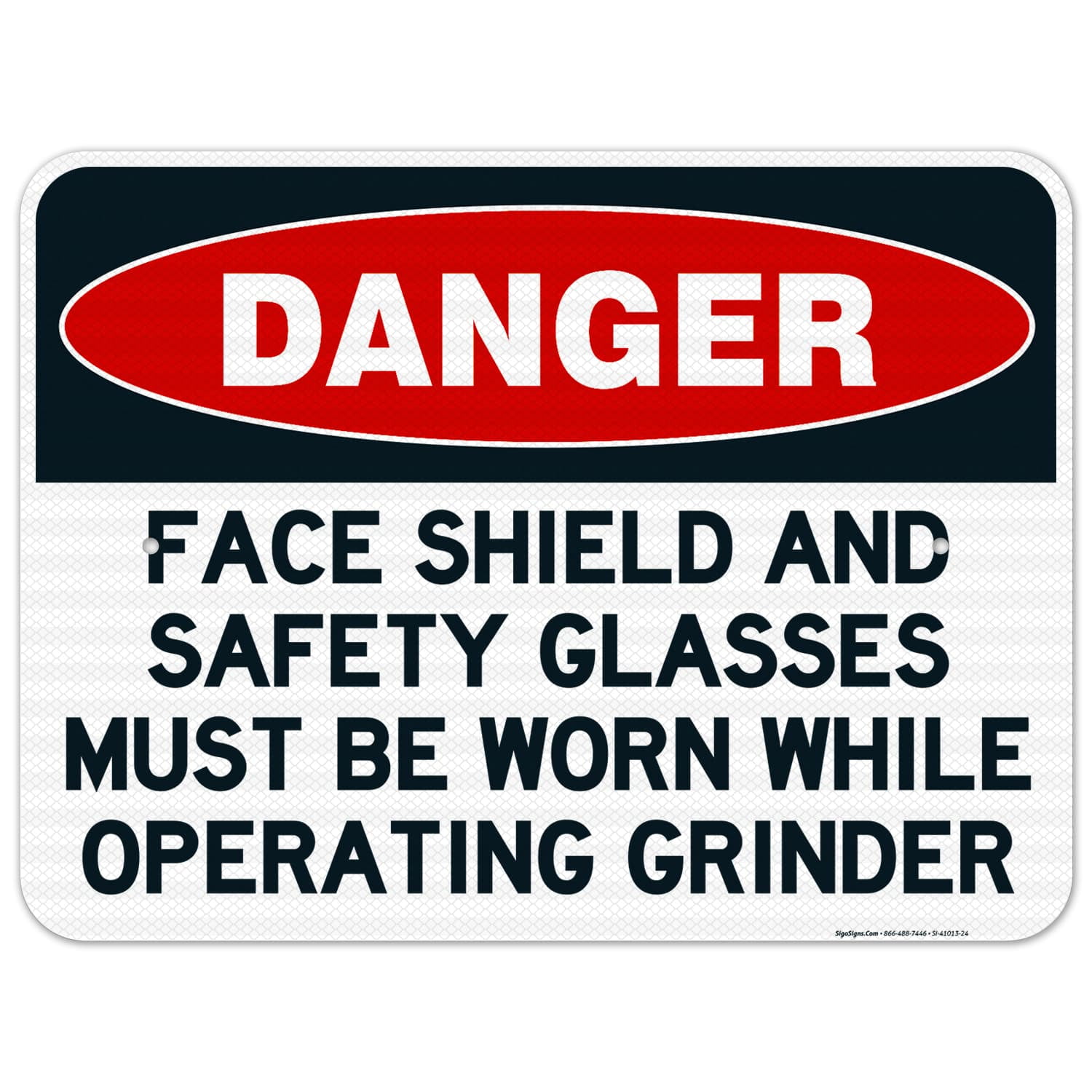 Grinder Safety Sign, With Danger Header 18x24 Reflective Aluminum EGP ...