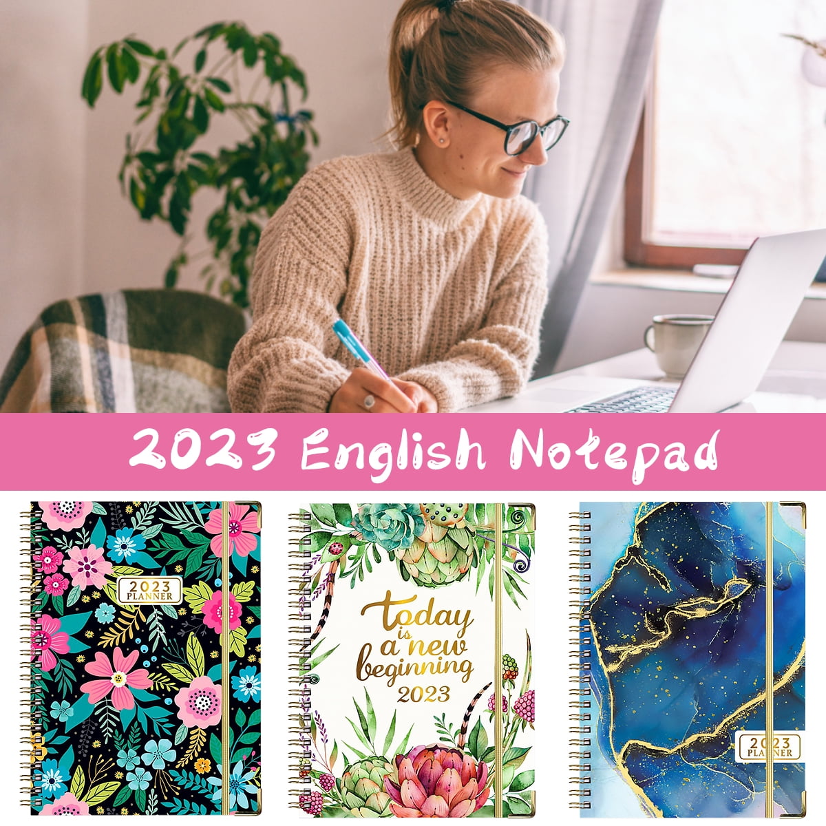 MTFun 2023 Diary with Flexible Cover A5 Weekly and Monthly Planner January - December Twin-Wire ...