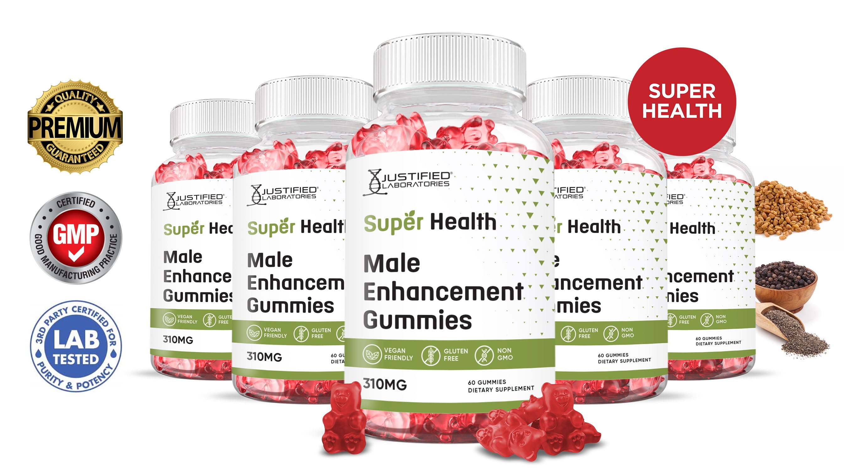 (5 Pack) Super Health Male Enhancement Gummies 310MG 300 Gummys ...