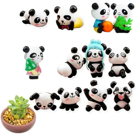 12 Pieces Packs Cute Pandas, Mini Panda Cake Decoration, Mini Miniature ...