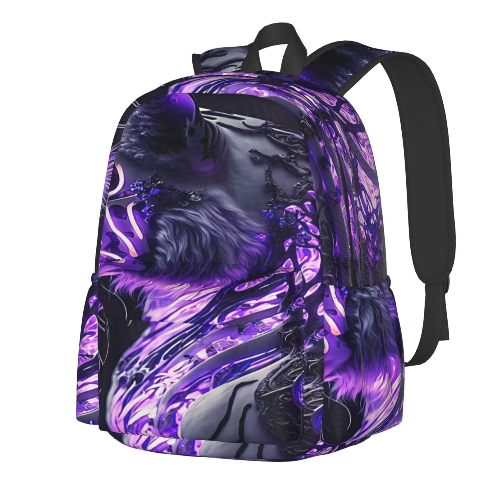 Disketp Purple Pattern White Tiger Mochila Escolar de Gran Capacidad y Peso Ligero, Mochila de ...
