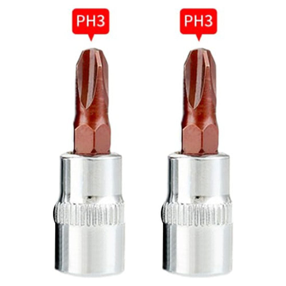 2Pcs Socket Drive Wrench PH1 PH2 PH3 PZ1 PZ2 PZ3 Cross Screwdriver Bits ...