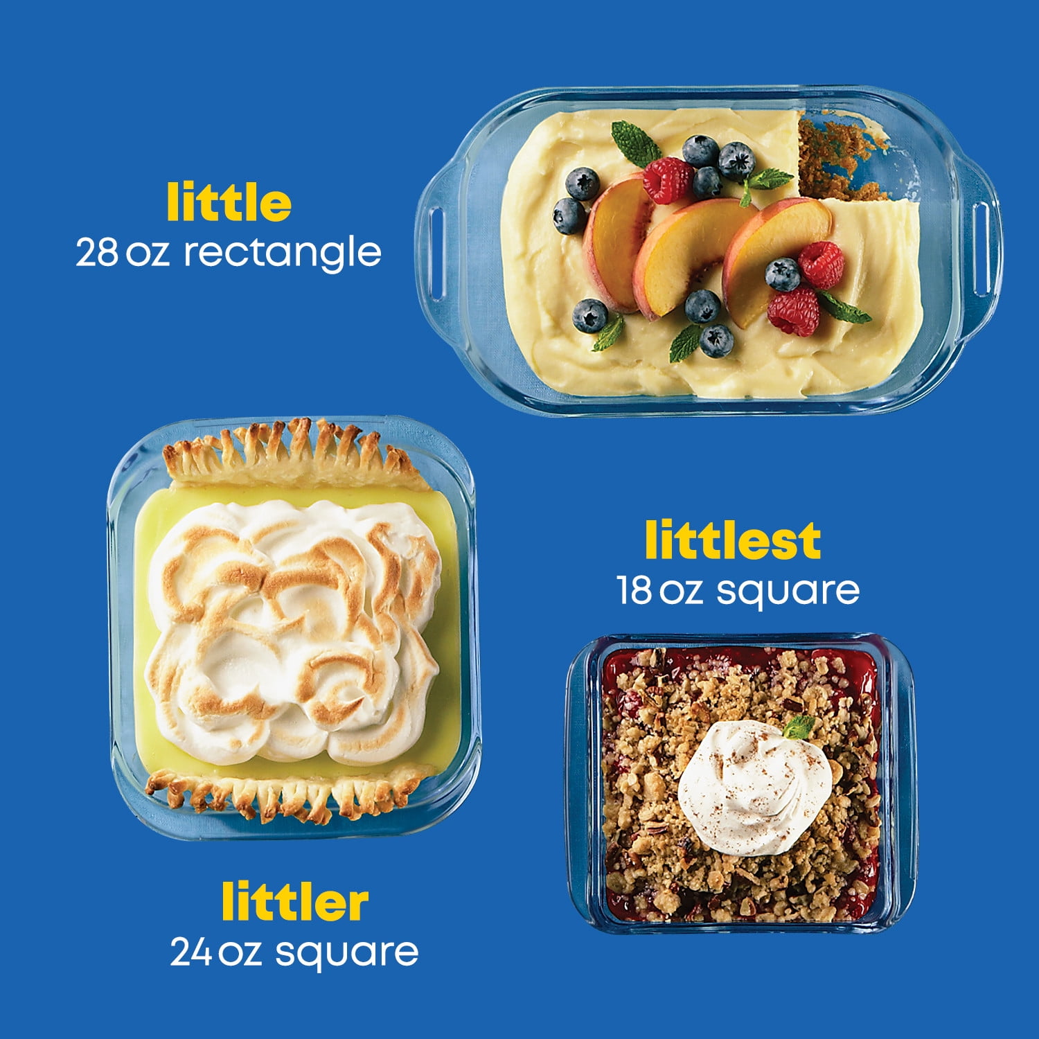 Pyrex 3 Pc Littles Glass Baking Dish Trio