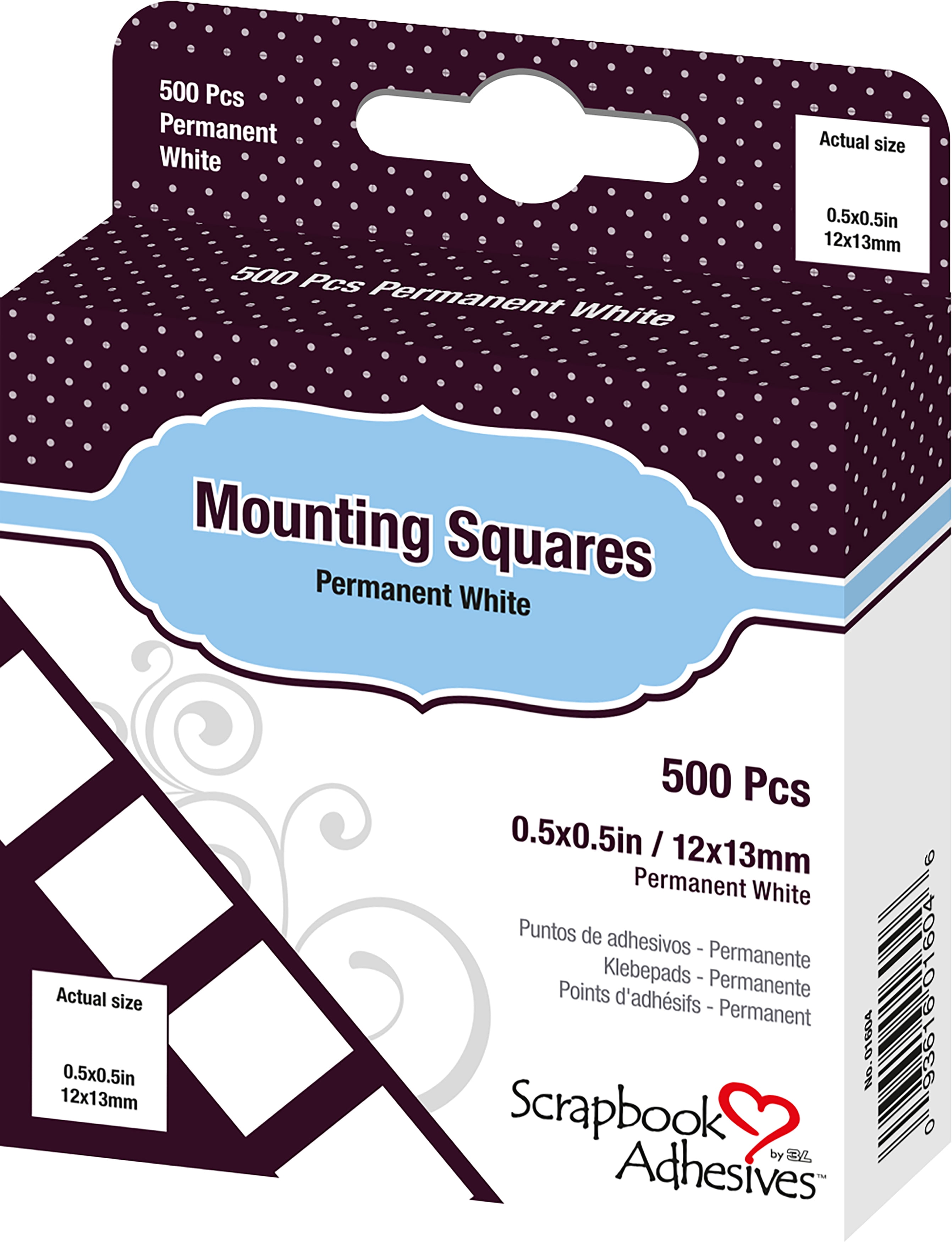 Scrapbook Adhesives Mounting Squares 500/Pkg Permanent, White, .5"X.5 ...